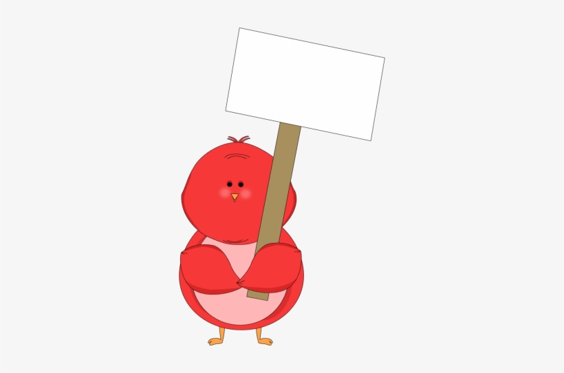 Red Bird Holding A Blank Sign Clip Art - Clip Art - 300x462 PNG ...