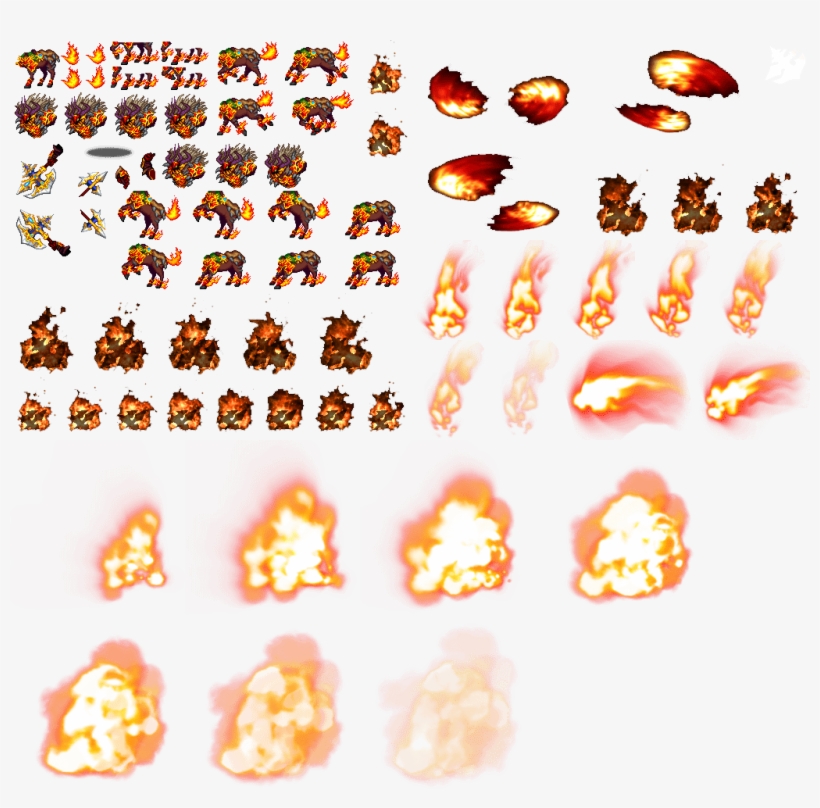 Brave Frontier Fire Sprite Sheets - Pixelated Fire Sprite Sheet ...
