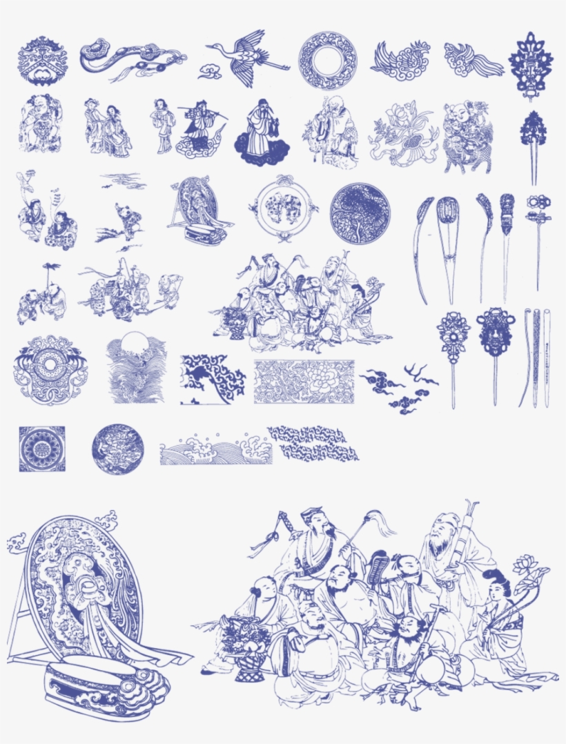 Hand Painted Blue And White Porcelain Pattern Transparent - 如意 ...