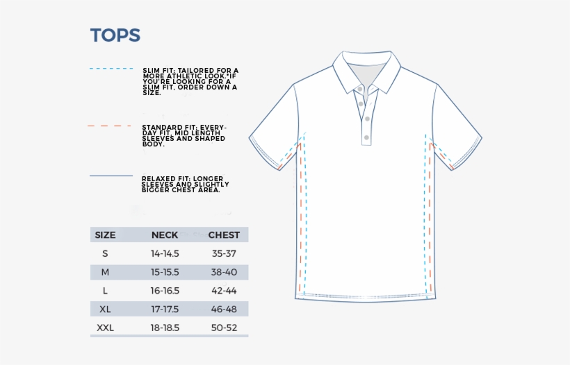 Tops Sizing Chart - Active Shirt - 591x459 PNG Download - PNGkit