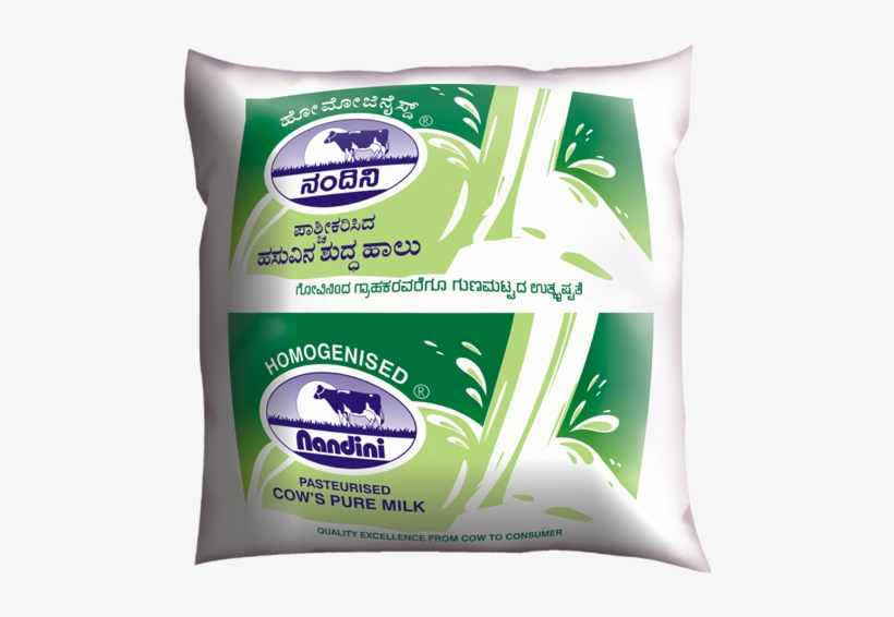 Homogenised Cow's Pure Milk - Nandini Milk Packet - 600x500 PNG ...