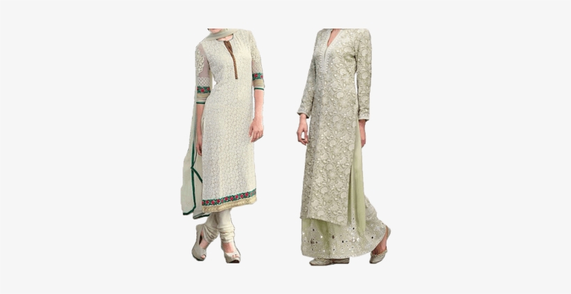 Lucknow Chikan Suits - Chikankari Full Length Kurti - 596x341 PNG ...