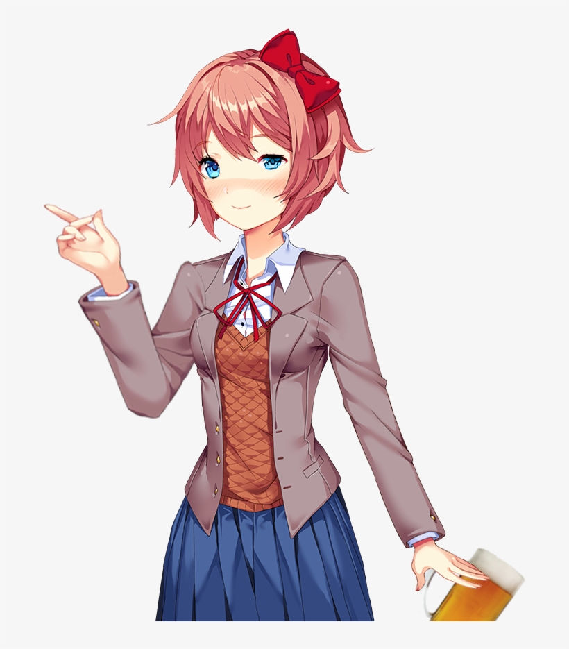 Download Transparent A Drunk Sayori Sprite - Cute Sayori - PNGkit