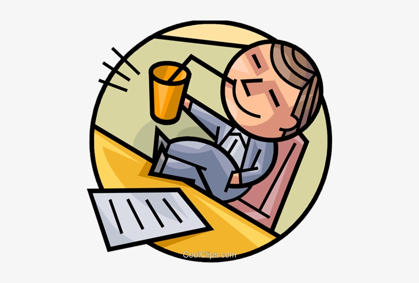 Relaxing At Desk Royalty Free Vector Clip Art Illustration - Relaxing ...