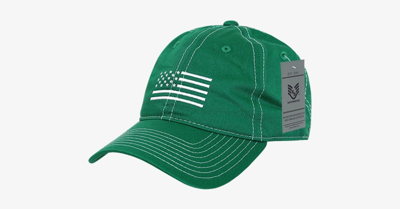 New Kelly Green Baseball Cap W White Usa Flag Patriotic - Rapid ...