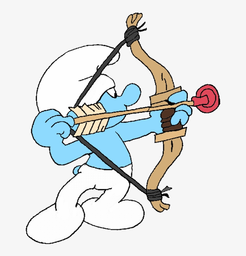 Clumsy Smurf Doing Archery - Smurf Bow Arrow - 677x800 PNG Download ...