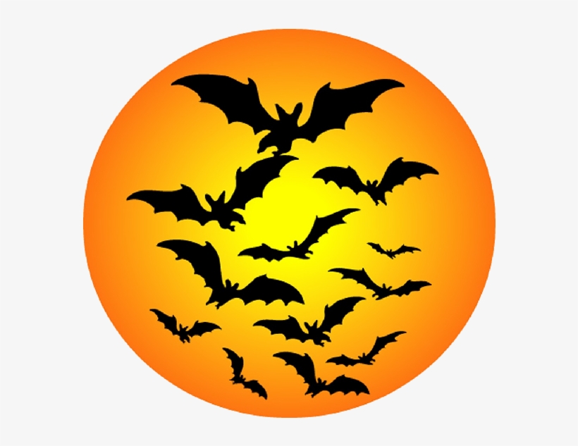 Moon With Bats Halloween Cartoon Clip Art - Halloween Bat - 600x600 PNG ...
