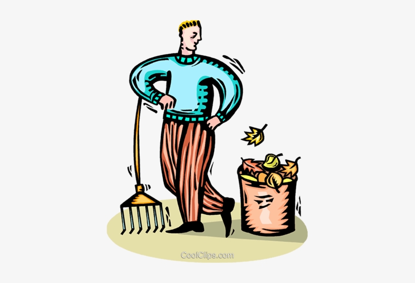 Download Transparent Man Raking Leaves Royalty Free Vector Clip Art ...