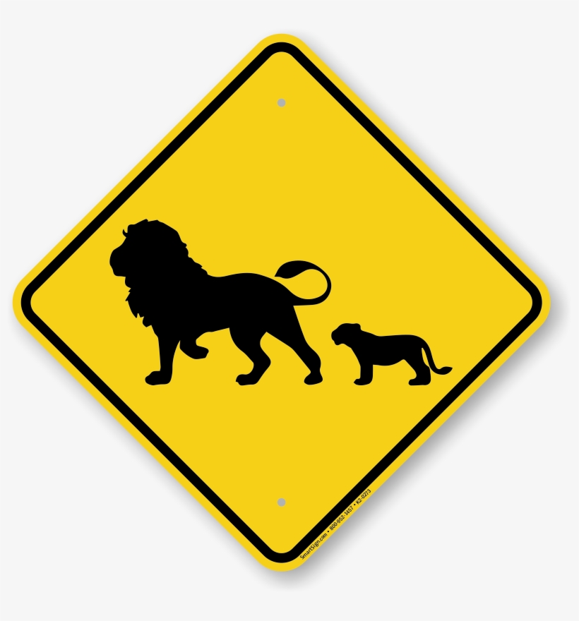 Lion With Cub Crossing Sign - Lion Silhouette Png - 800x800 PNG ...