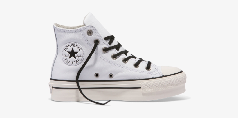 High Top White Leather Converse Platform - 500x612 PNG Download - PNGkit