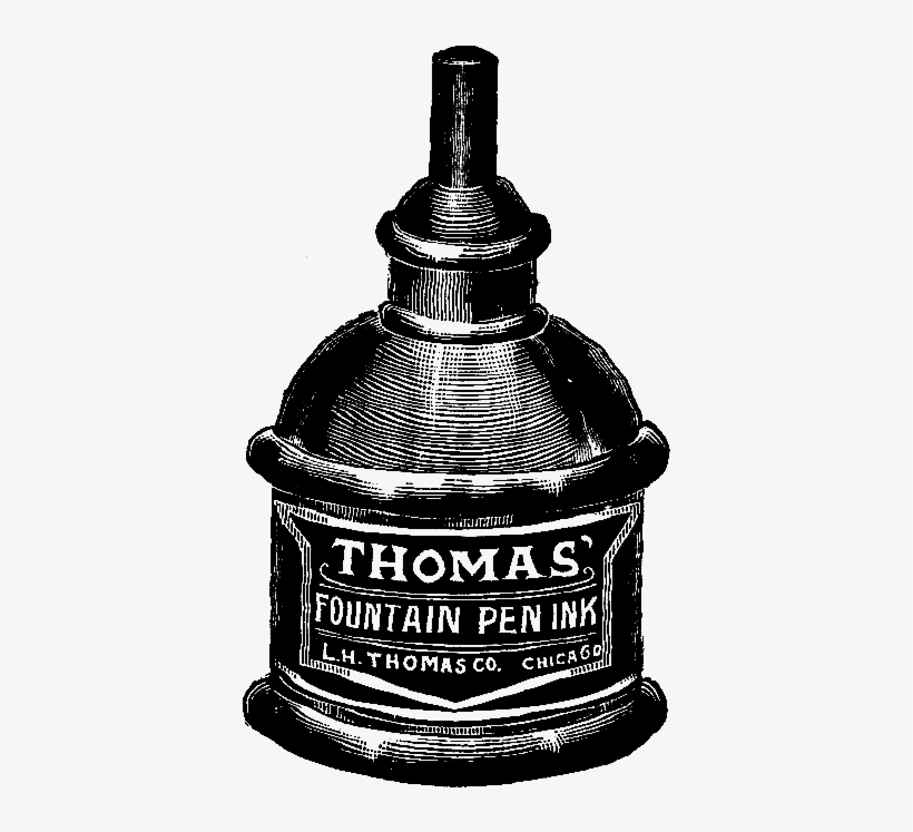 Ink Bottle Clip Art - Vintage Fountain Pen Graphic - 487x761 PNG ...