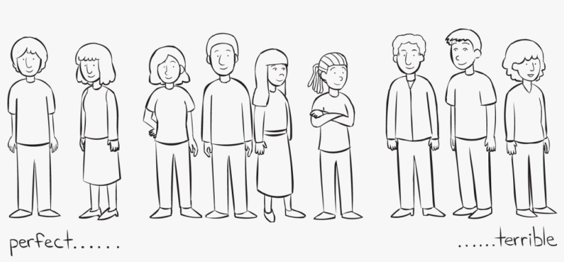 Back Group Of People Standing In Straight Line Facing - Line Art ...