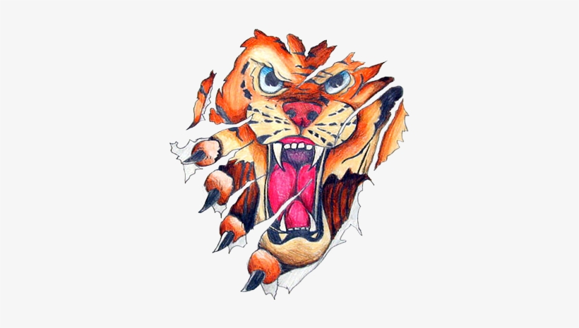 Tiger Ripping Skin Tattoo