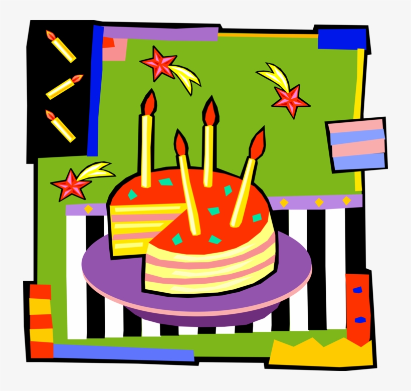 Vector Illustration Of Dessert Pastry Birthday Cake - Birthday ...