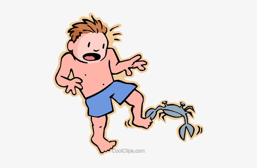 Crab Biting Boy's Toe, Beach Royalty Free Vector Clip - Pinch Clipart ...