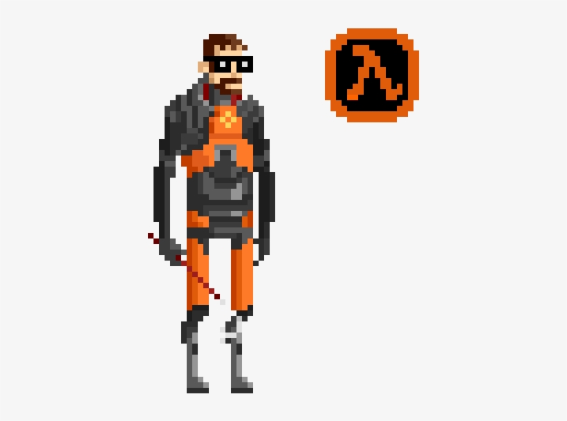 Some Half Life Pixel Art Of Gordon Freeman - Gordon Freeman Pixel Art ...