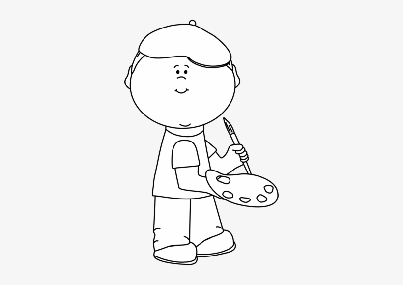 Paint Pallete And Brushes Clip Art - Outline Picture Of A Painter ...