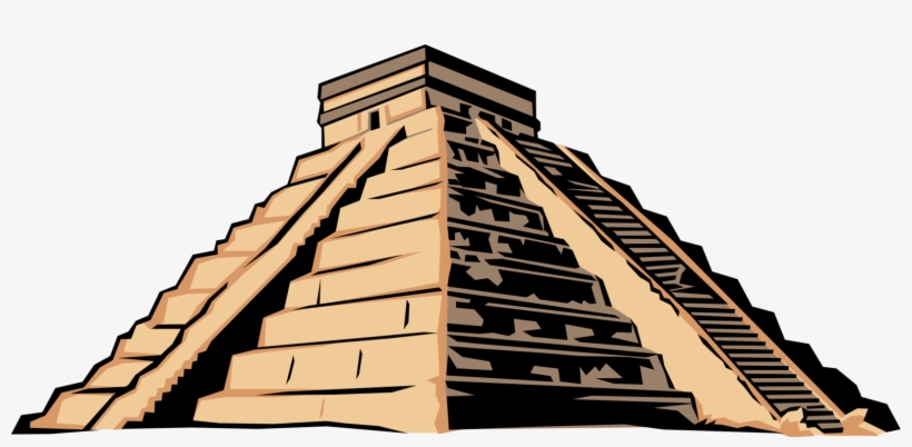 Vector Illustration Of Ancient Mayan, Aztec, Or Inca - Mayan Pyramid ...