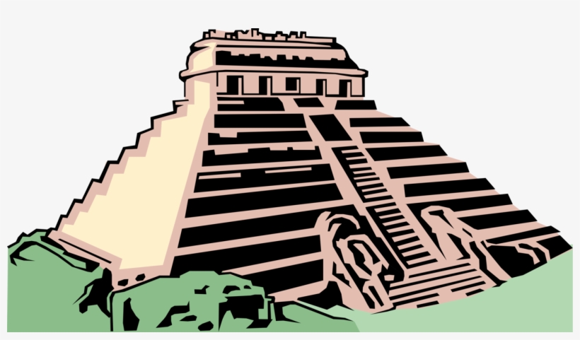 Vector Illustration Of Ancient Mayan, Aztec, Or Inca - Mayan Temples ...