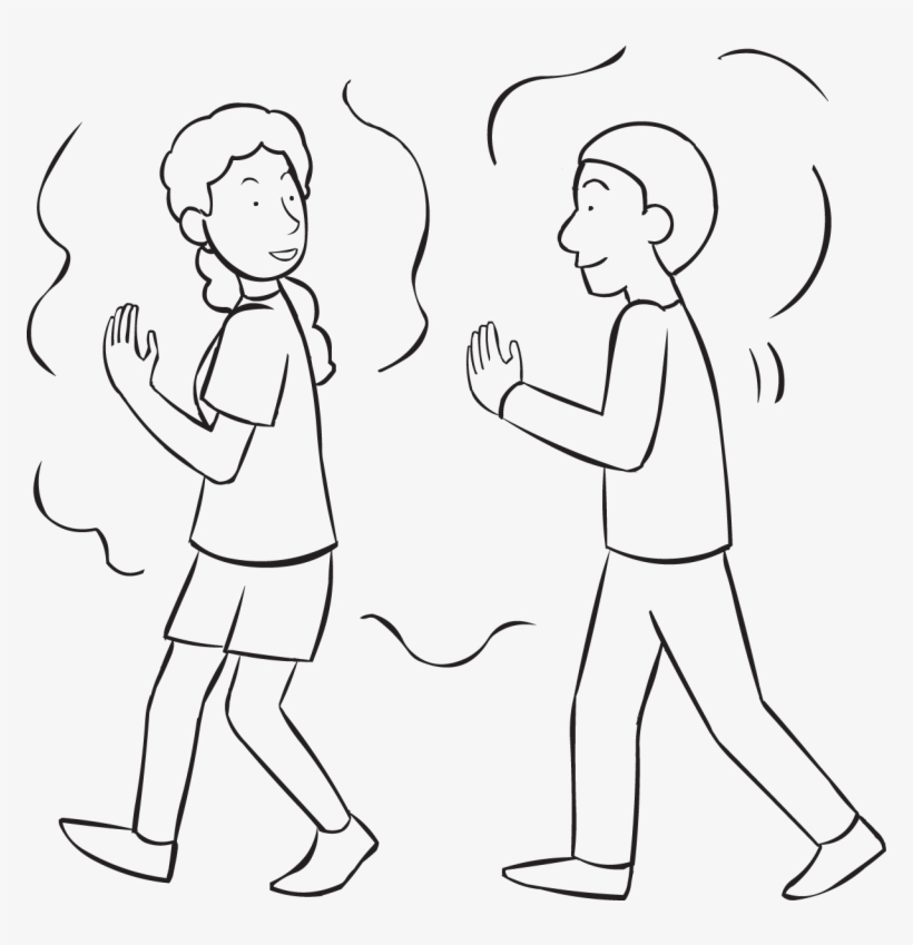 Back Two People Moving Quickly In A Fast Tag And Pe - Line Art ...