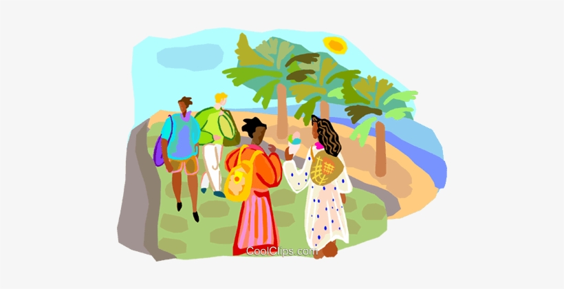 Tourists Walking Royalty Free Vector Clip Art Illustration - People ...