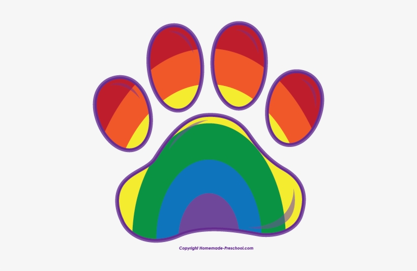 Free Paw Prints Clipart - Rainbow Paw Print - 470x458 PNG Download - PNGkit