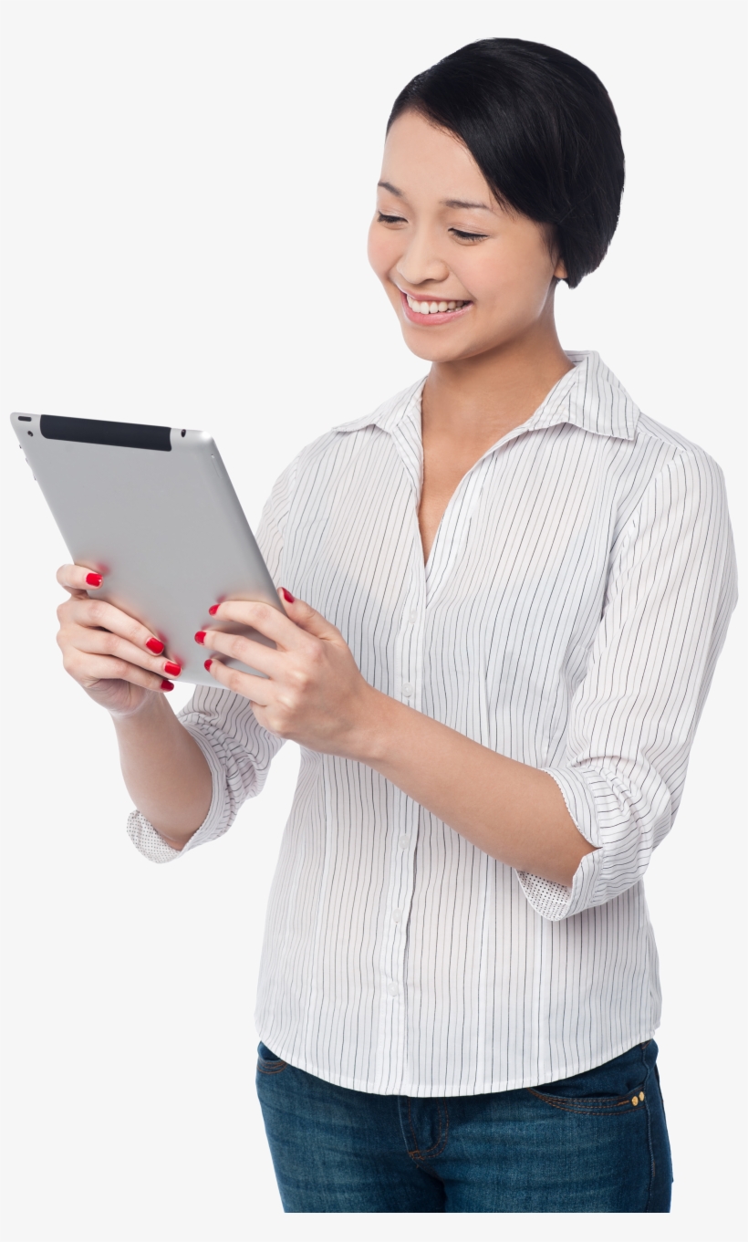 Woman Holding Ipad Png Image - Women Using Mobile Png - 3200x4809 PNG ...