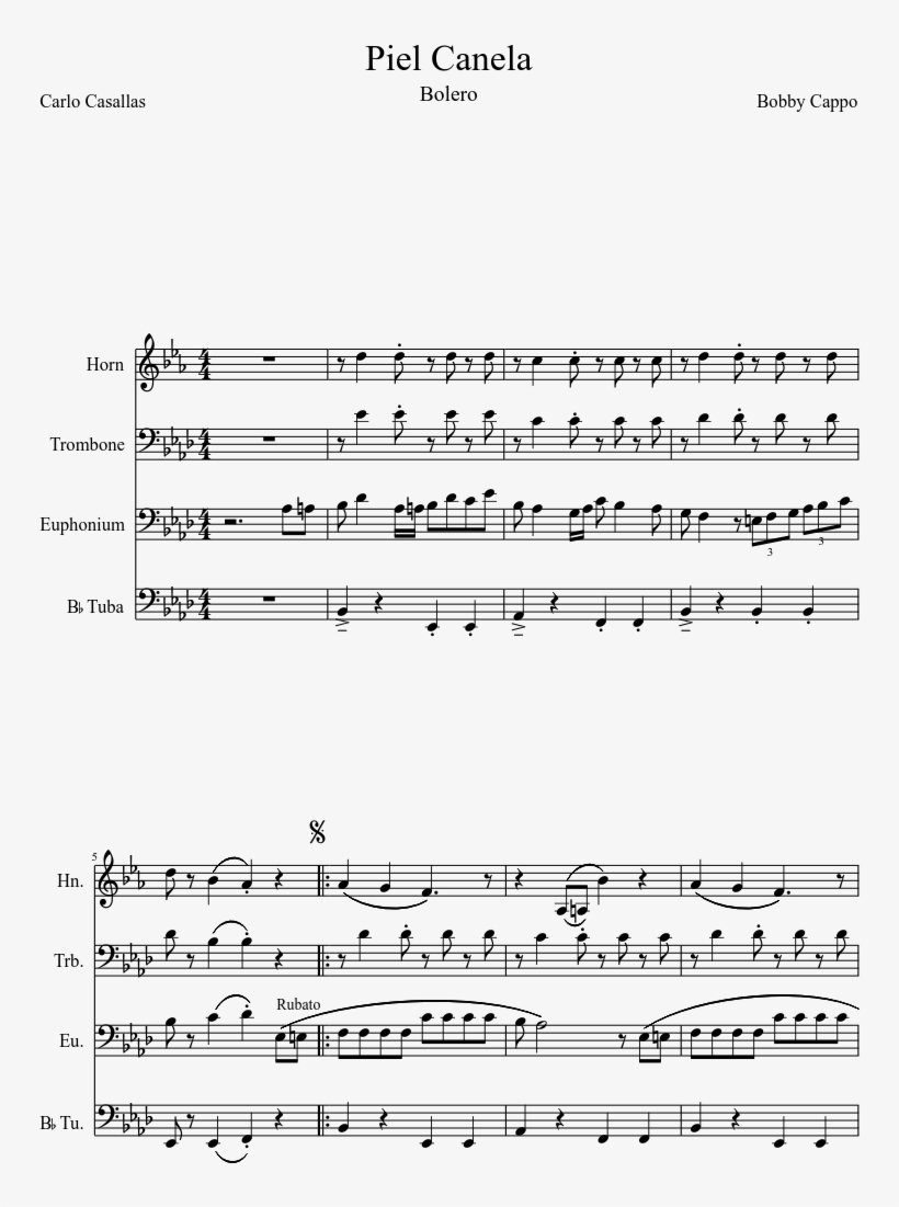 Piel Canela Sheet Music Composed By Bobby Cappo 1 Of - Piel Canela ...