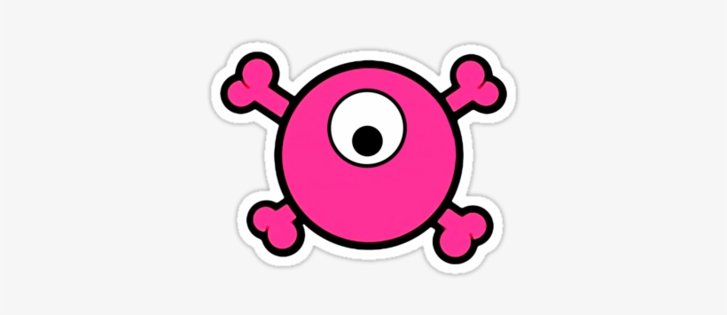 Funny Pink Cyclops Skull And Bones Stickers By Queensoft - Emo Signs ...