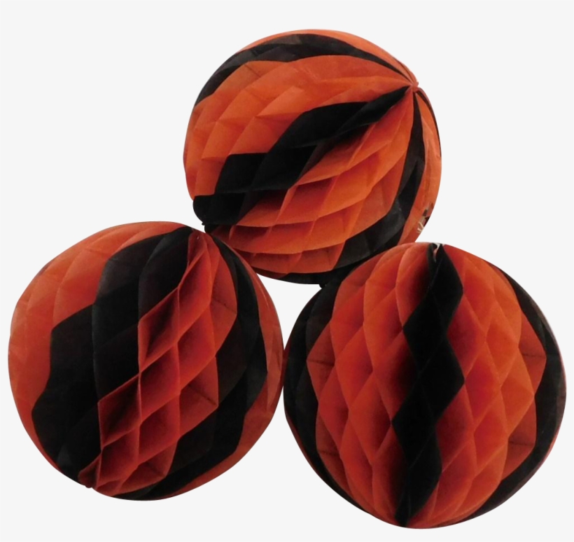 Vintage Crepe Paper/honeycomb Orange & Black Ball Halloween - Crêpe ...