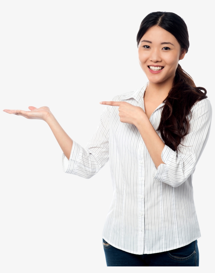 Women Pointing Left Png Image - Girl Promoting A Product - 4809x3200 ...