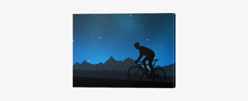 Silhouette Of The Cyclist Riding A Road Bike In Night - Wagner ...