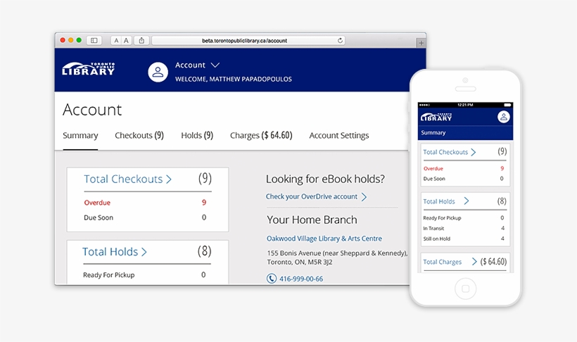 New Features In Your Account - Toronto Public Library Card Number ...