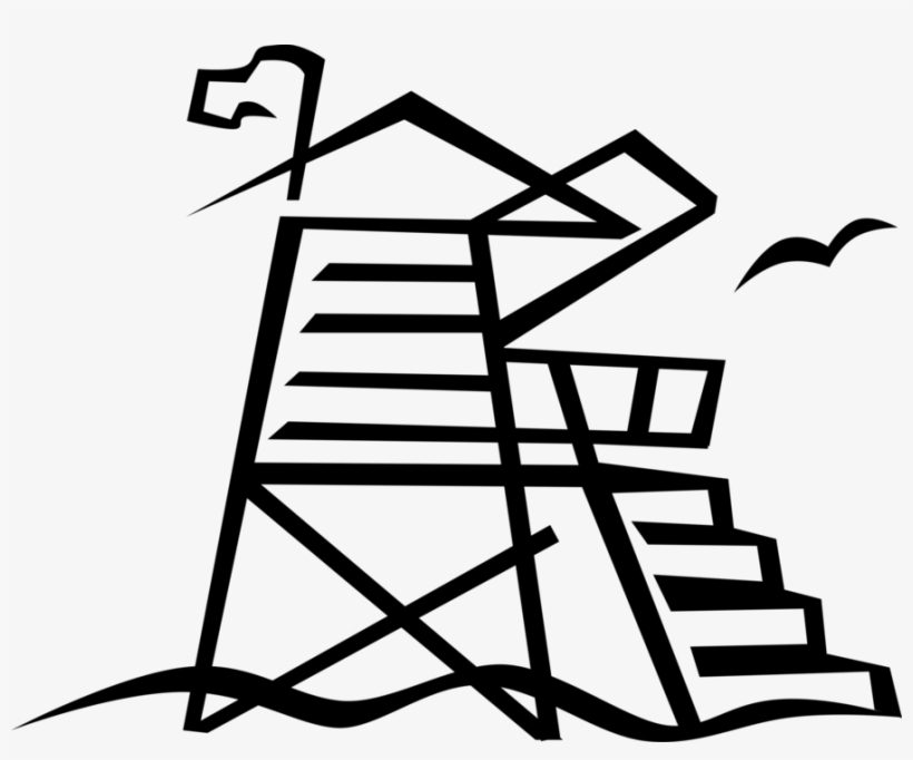 Vector Illustration Of Lifeguard Tower On Beach To - Lifeguard Tower ...