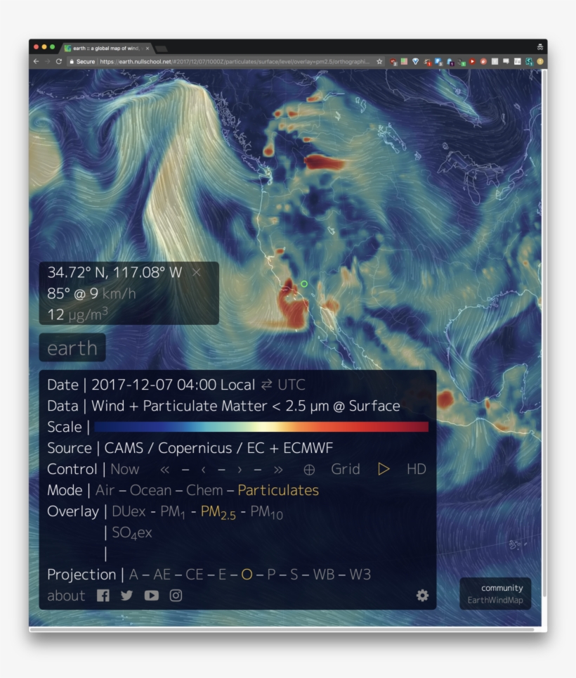 Nullschool, Particulates, And Socal Wildfires The Http - 1393x1576 PNG ...