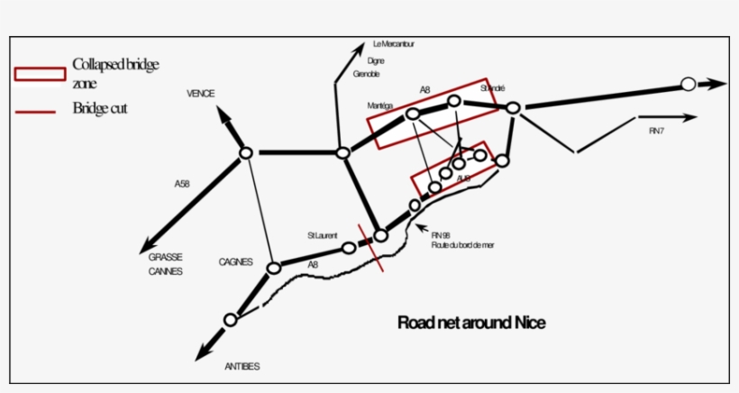 Main Roads And Highways Around The City Of Nice Showing - Diagram ...
