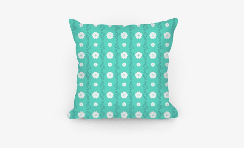 Teal Flowers And Filigree Stripes Pillow - Cushion - 484x484 PNG ...