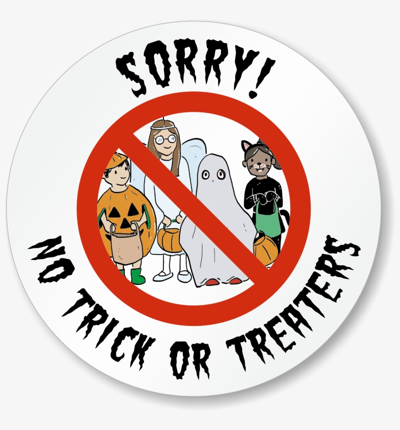 Halloween Sorry No Trick Or Treaters Circular Decal - No Tricks Just ...
