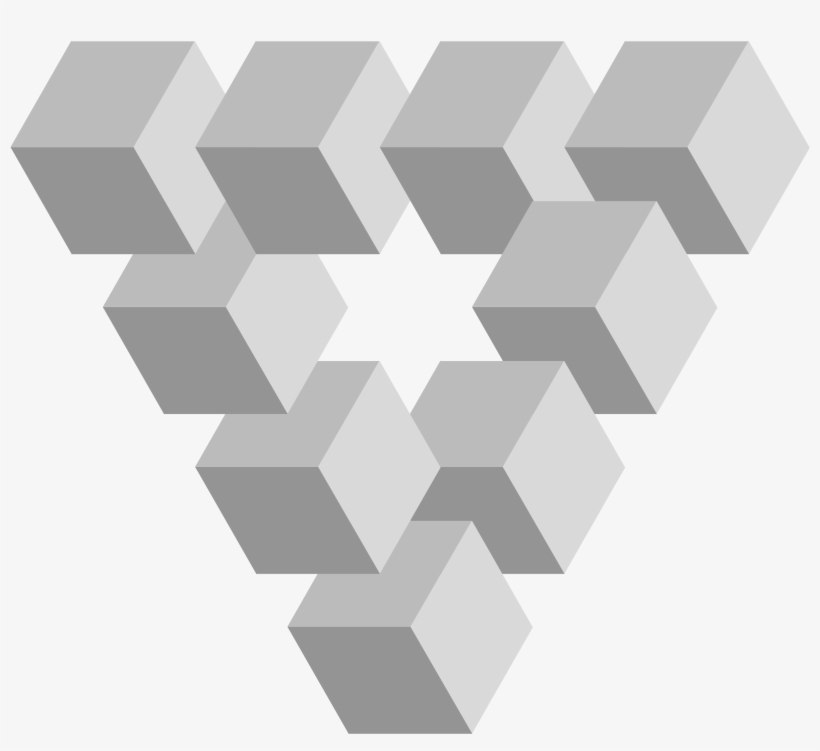 Big Image - Optical Illusion Triangle Cubes - 2400x2084 PNG Download ...