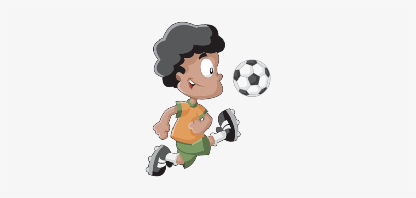 Cute Playful Cartoon Boy Playing Soccer Football Swimming - Cartoon ...