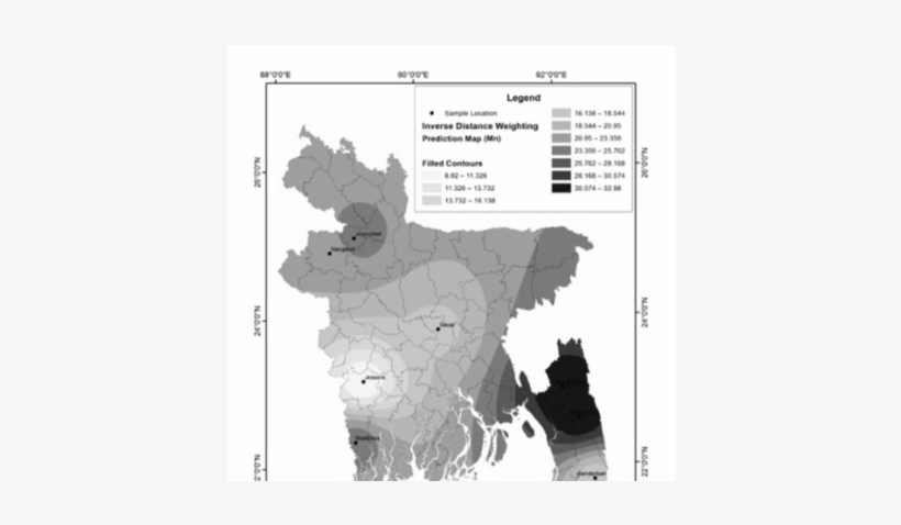 The Spatial Distribution Of Cr, Co, Ni, Cu, As, Pb, - Bangladesh Map ...