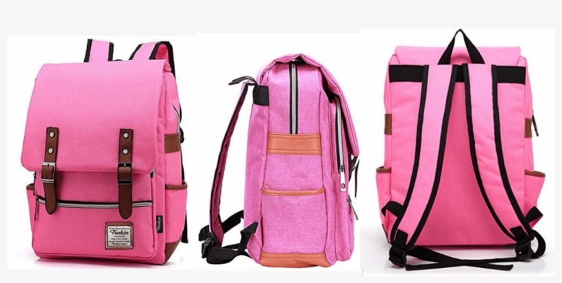 Pink Durable Feskin Back To School Backpack - Vintage Women Canvas ...
