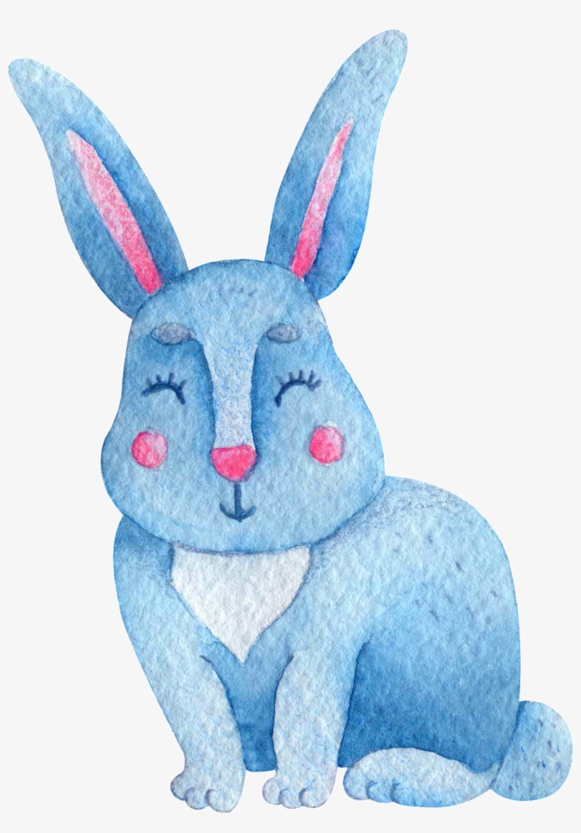 Cute Blue Bunny Transparent - Watercolor Painting - 1024x1421 PNG ...