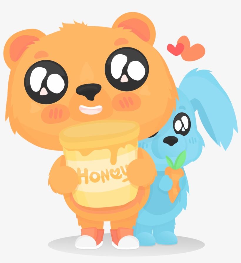 Illustrator Vector Illustration Bear And Bunny Rabbit - Cartoon ...