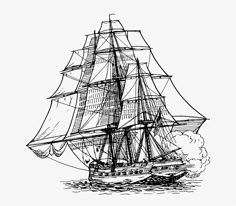 Masts And Sails Vector Graphic - Frigate Drawing - 640x636 PNG Download ...