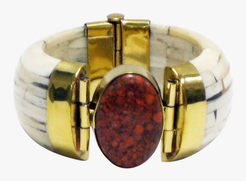 - Ivory Water Buffalo Bone Cuff Wide W/coral & Gold - Ruby - 800x800 ...
