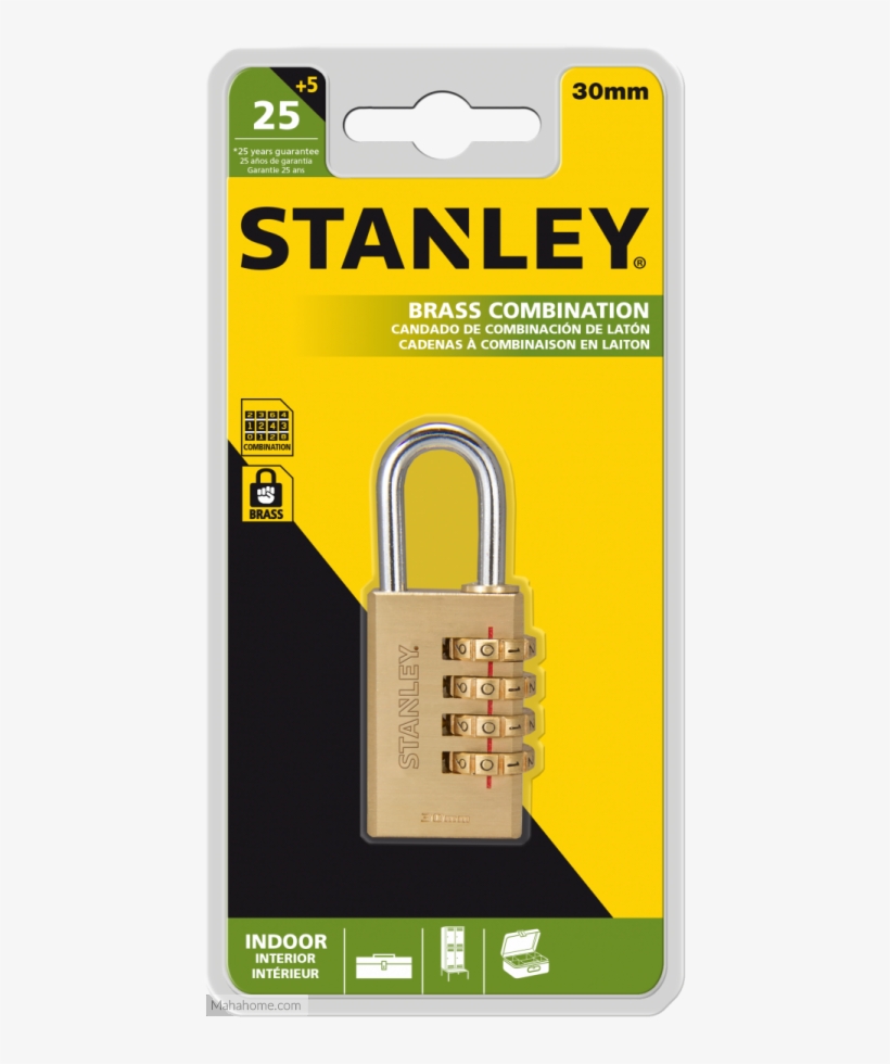 Stanley Brass Combination Padlock 30mm - Stanley 4 Digit Combination ...