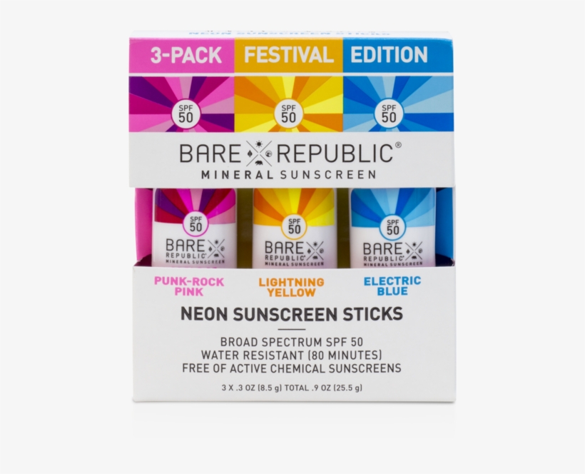 Spf50 Neon Sunscreen Stick 3-pack - Sunscreen - 800x800 PNG Download ...