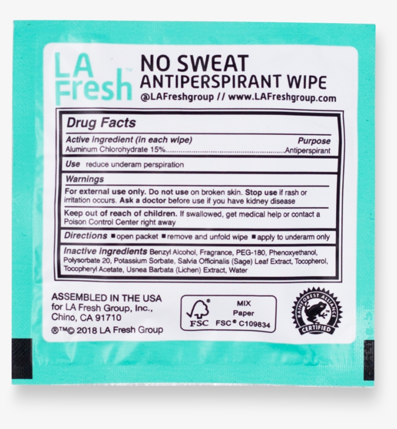 No Sweat Antiperspirant Wipes - Deodorant - 1377x1377 PNG Download - PNGkit