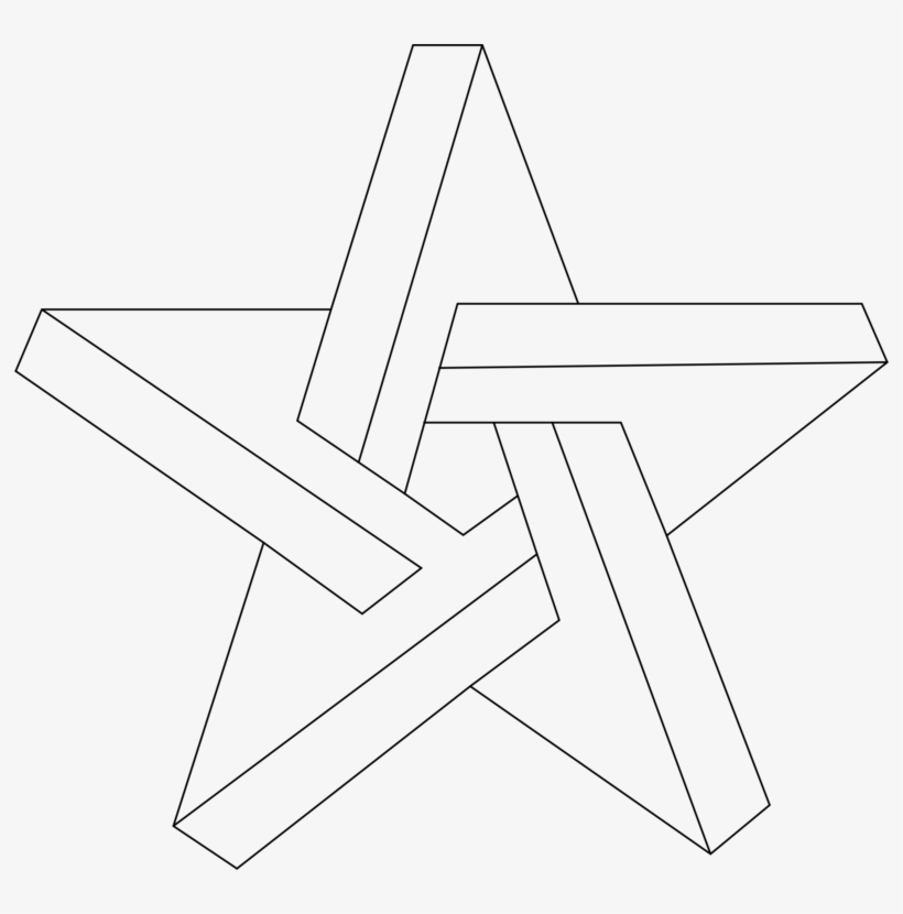 Line Art Star Triangle Optical Illusion - Impossible Star - 794x750 PNG ...